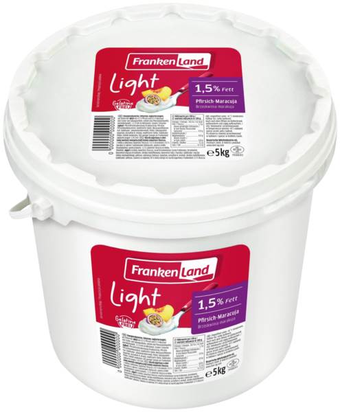 Frankenland Light-Joghurt Pfirsich-Maracuja, 1,5% Fett, gerührt, 5 KG ... Frankenland Light-Joghurt Pfirsich-Maracuja, 1,5% Fett, gerührt, 5 KG ...